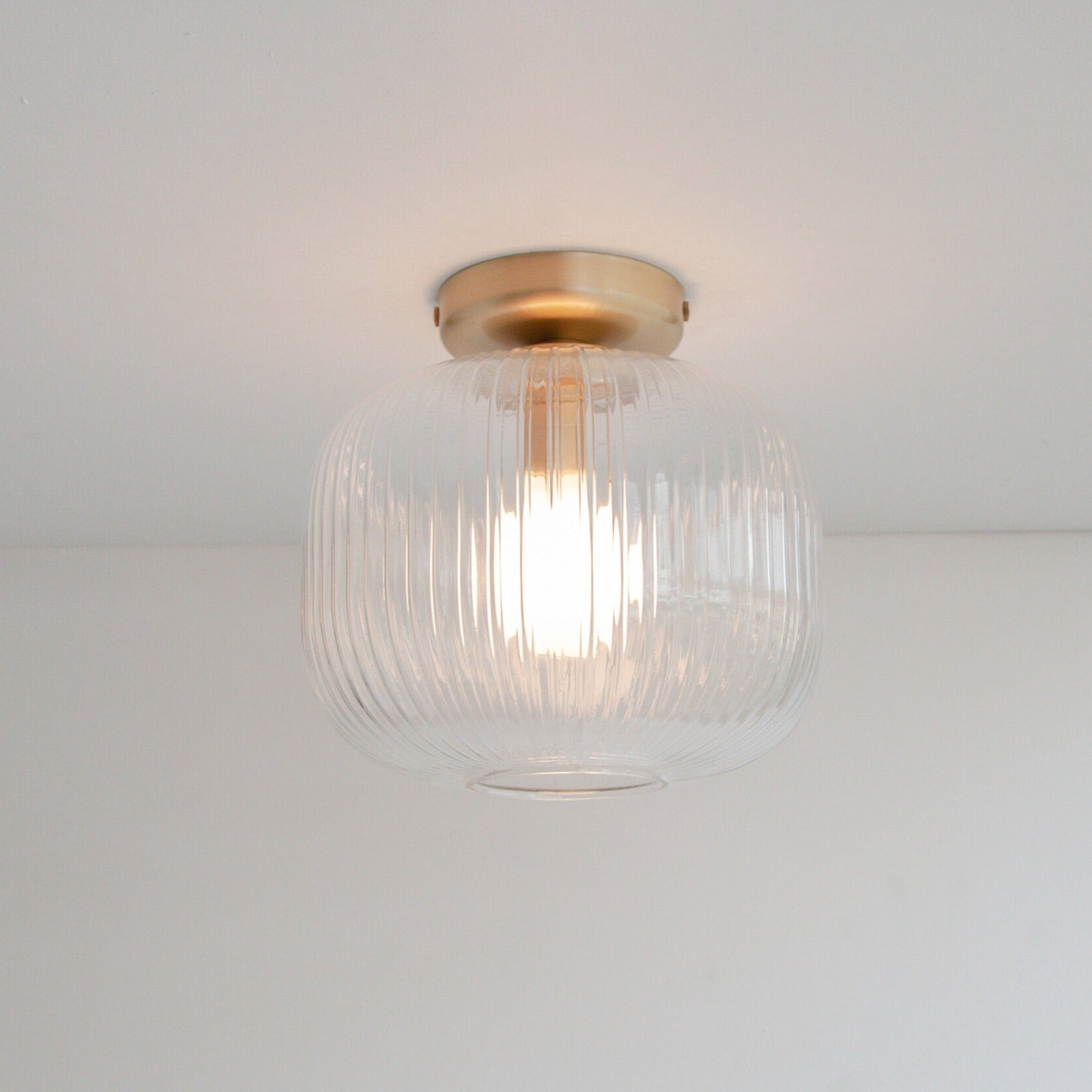Clear Reeded Glass Flush Ceiling Light | Spark & Bell - Spark & Bell