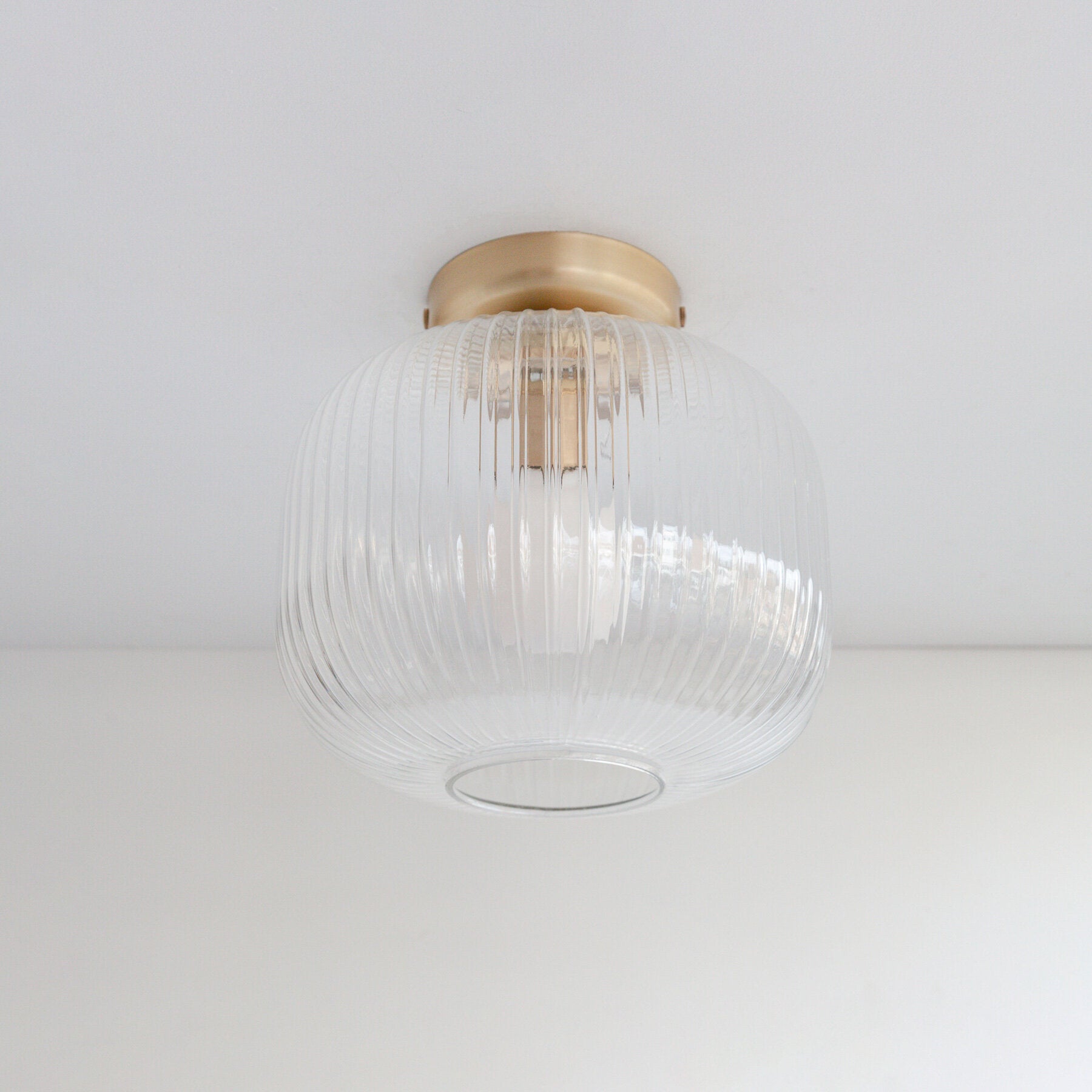 Clear Reeded Glass Flush Ceiling Light | Spark & Bell - Spark & Bell